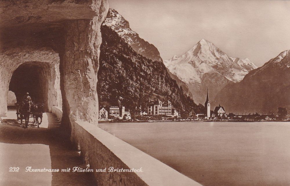 Axenstrasse mit Flüelen und Bristenstock N° 232 (Gebraucht) in Cormoret für CHF 5 – mit ...