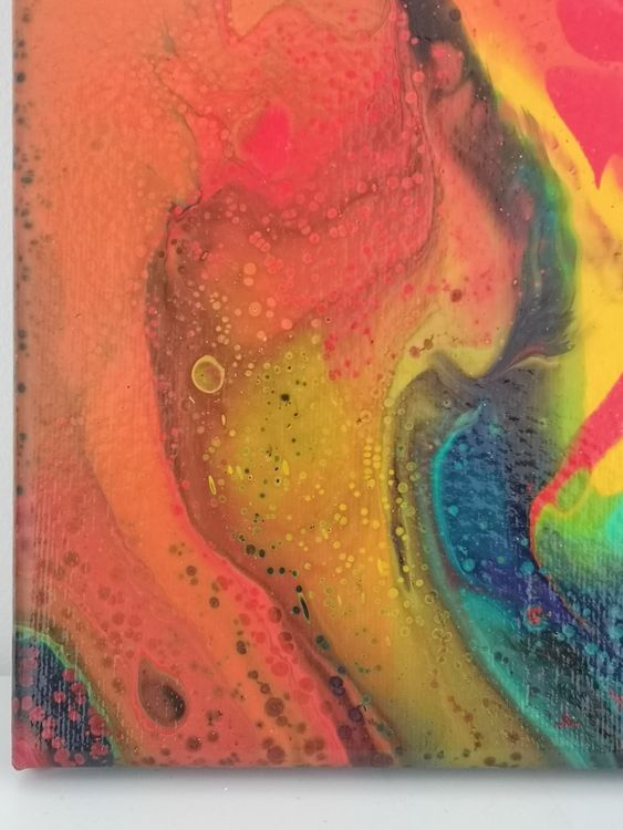 Pouring Bild auf Leinwand, 25 x 25 cm, Unikat | Kaufen auf Ricardo