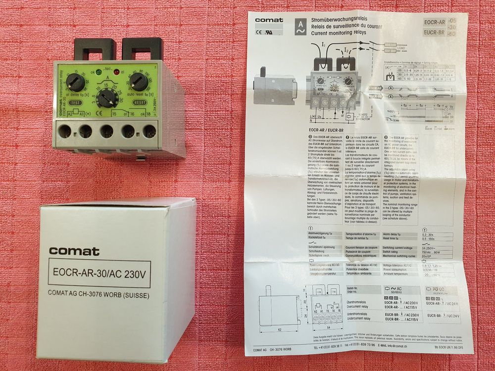 Stromüberwachungsrelais COMAT EOCR-AR-30/AC 230V (Gebraucht) in Vordemwald für CHF 2 – mit ...