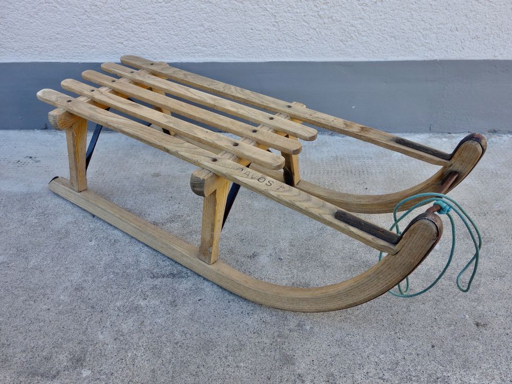 alter DAVOSER Schlitten DAVOS Holz 82 cm Holzschlitten (Gebraucht) in ...