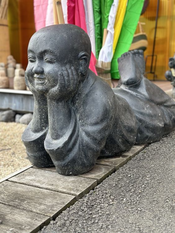 Statue de jardin Bouddha souriant en pierre (Neu (gemäss Beschreibung ...