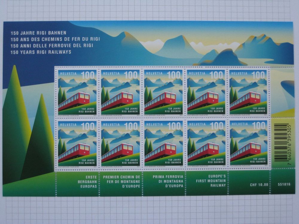 Kleinbogen ** 150 Jahre RIGI-Bahnen (Neu (gemäss Beschreibung)) in Wangs für CHF 10 – mit ...
