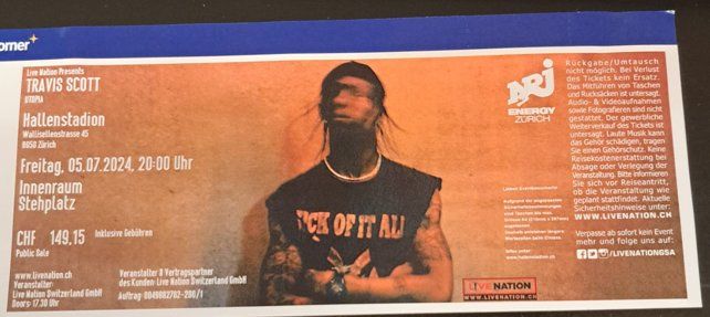 Travis Scott Ticket Zürich am 5. Juli Stehplatz (Neu und ...