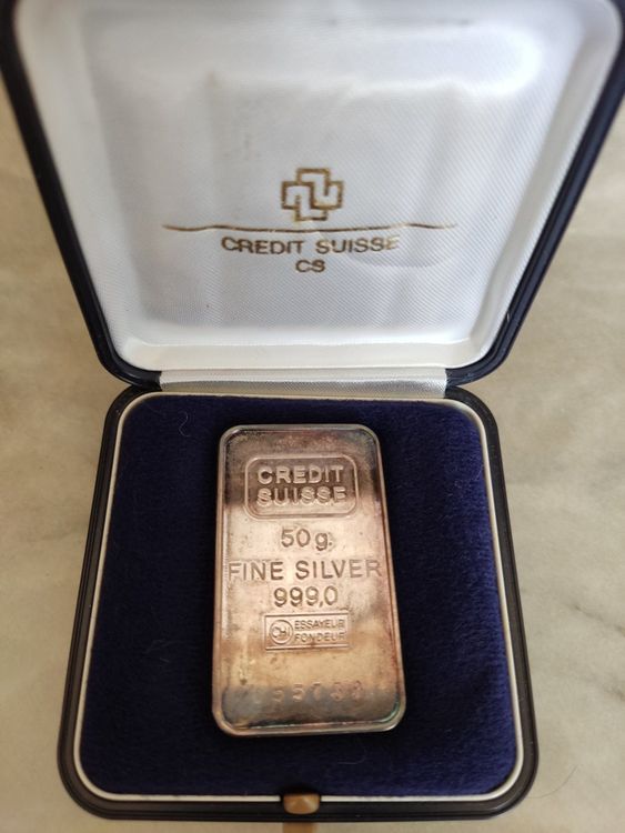 SILVER LINGOT 50 GR CREDIT SUISSE 999 FINE | Kaufen auf Ricardo