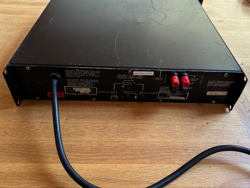 Amcron (Crown) Micro-Tech 1000 Stereo PA-Endstufe, Analog (Gebraucht ...