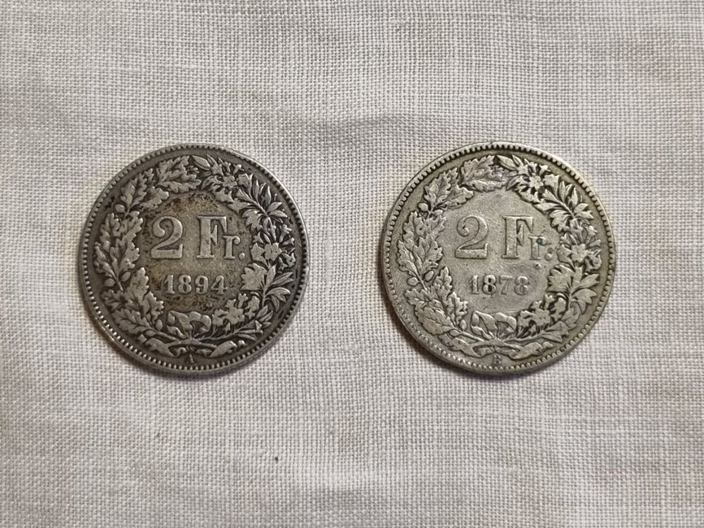 2x 2 Franken [ 1878 - 1894 ] (Gebraucht) in Zürich für CHF 41 – mit Lieferung auf Ricardo kaufen