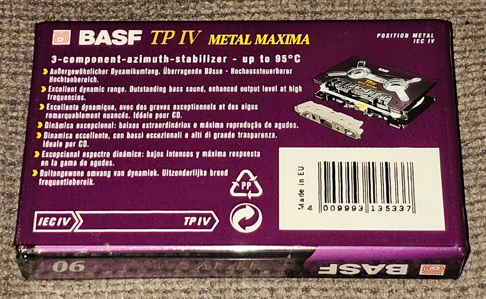💥BASF"METAL MAXIMA 90"💥super cassette type IV de 1995 (Neu und ...