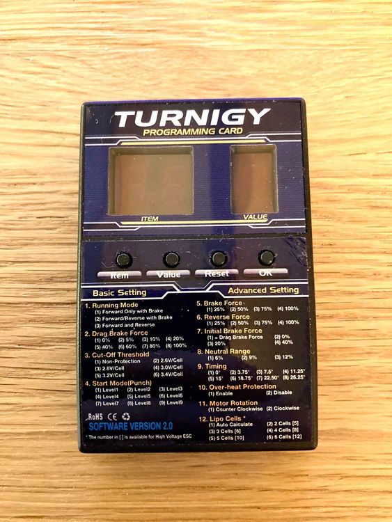 Turnigy Speed Controler Programming Card | Kaufen auf Ricardo