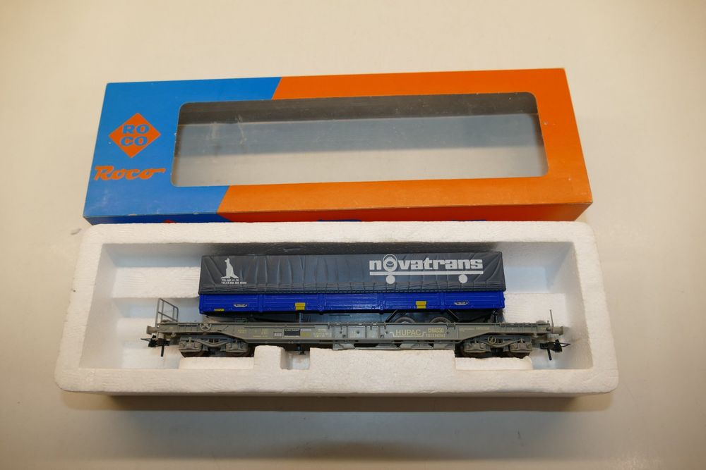 Roco H0: SBB Taschenwagen HUPAC mit Sattelaufleger Novatrans (Neu ...