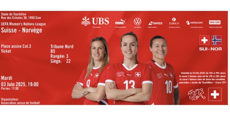 Ticket: Fussball EM Schweiz - Norwegen, Sion 3.6.2025 (Neu (gemäss ...