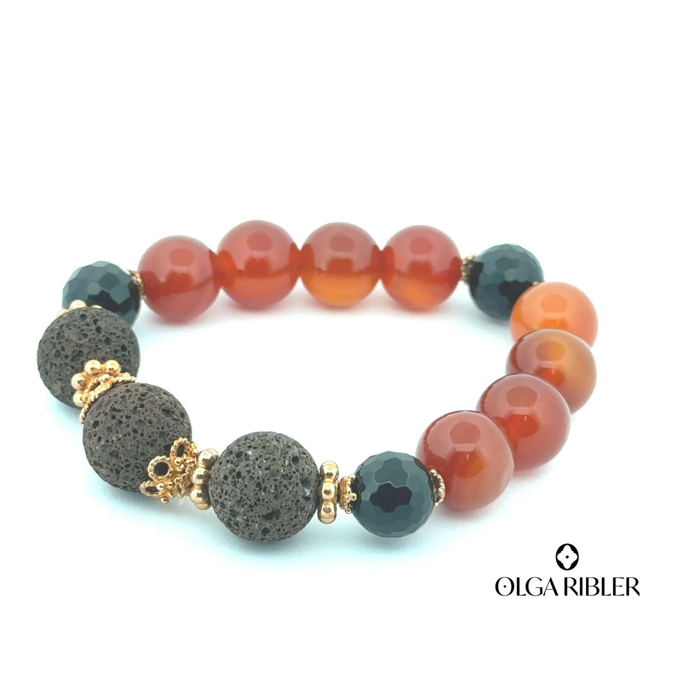 Lawa & Carneole Armband by Olga Ribler mit Onyx (Neu (gemäss ...