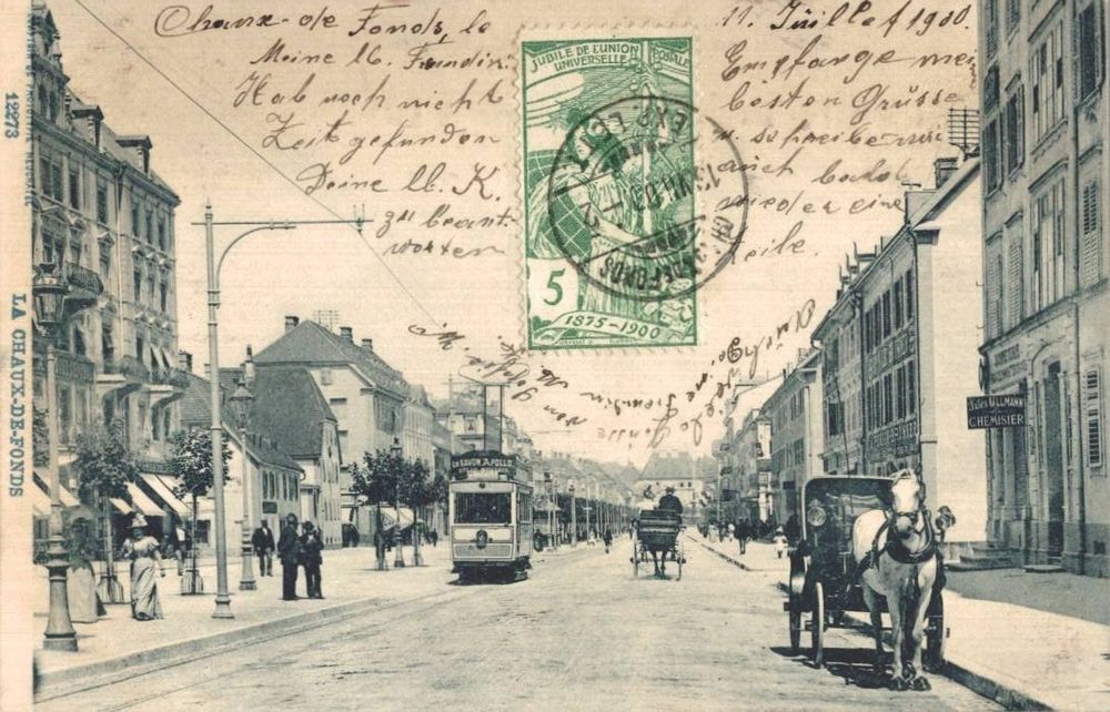 La Chaux-de-Fonds, Tram, Strassenbahn, Kutsche, gel. 1900 (Gebraucht) in Luzern für CHF 19 – mit ...