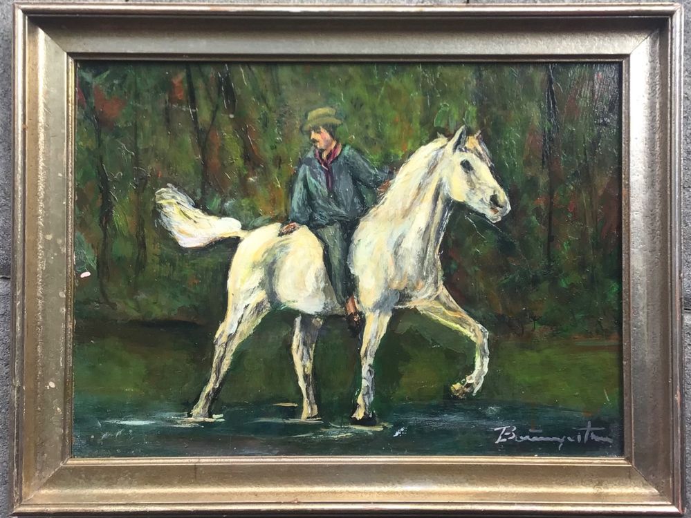 Reiter mit Weiser Pferd Gemälde Unleserlich Signiert (Gebraucht) in Root für CHF 20 – mit ...