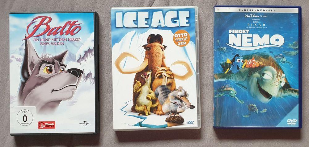 3 Kinderfilme: Balto, Ice Age, Findet Nemo (DVD) (Gebraucht) in Reconvilier für CHF 1 – mit ...