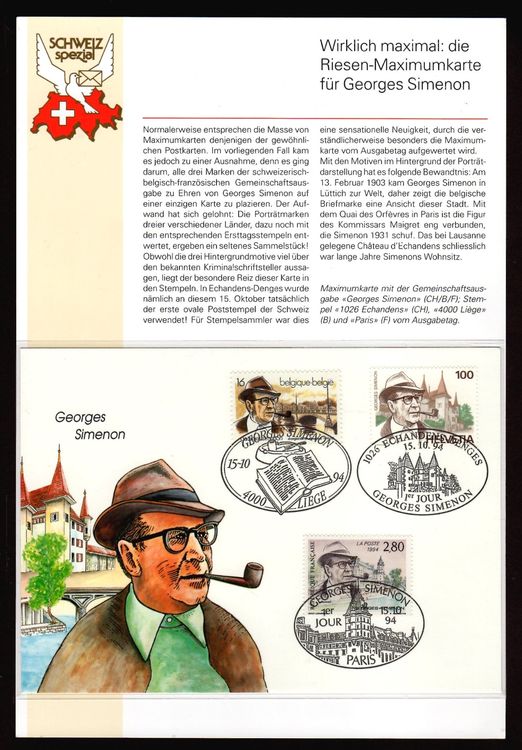 Schweiz spezial, Georges Simeon 3 Länder CH/F/BE (Gebraucht) in Walzenhausen für CHF 2 – mit ...