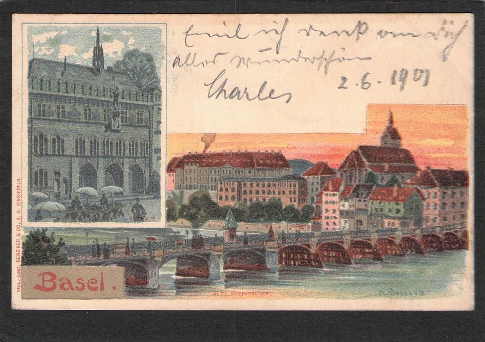 Basel,Alte Rheinbrücke 1901,K.Dussault (Gebraucht) in Reichenburg für CHF 14 – mit Lieferung auf ...