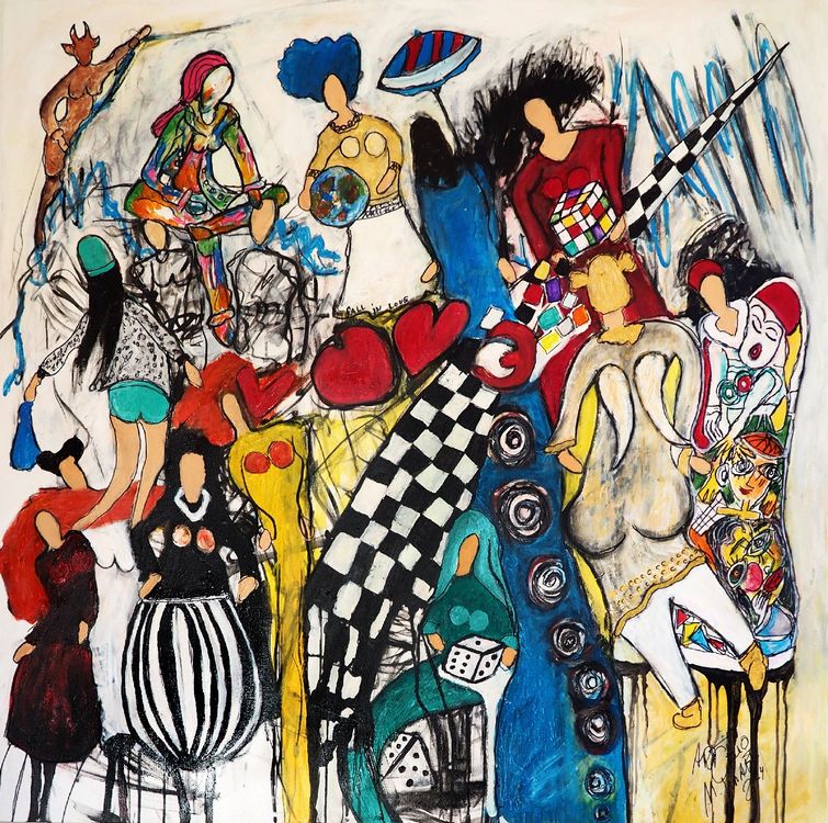 Abstraktes Gemälde, bunte Figuren - Moderne Kunst! (Neu und ...