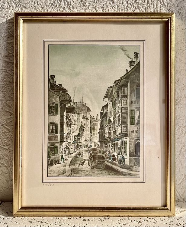 Augustinergasse Zürich Druck 1876, gerahmt (Gebraucht) in Schlieren für CHF 85 – nur Abholung ...