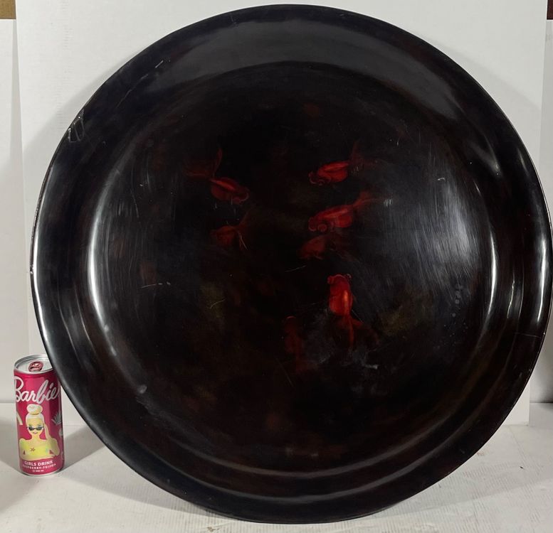 Alte Grosser China Lack Teller mit feiner Zier-Fisch Bemalu (Gebraucht ...