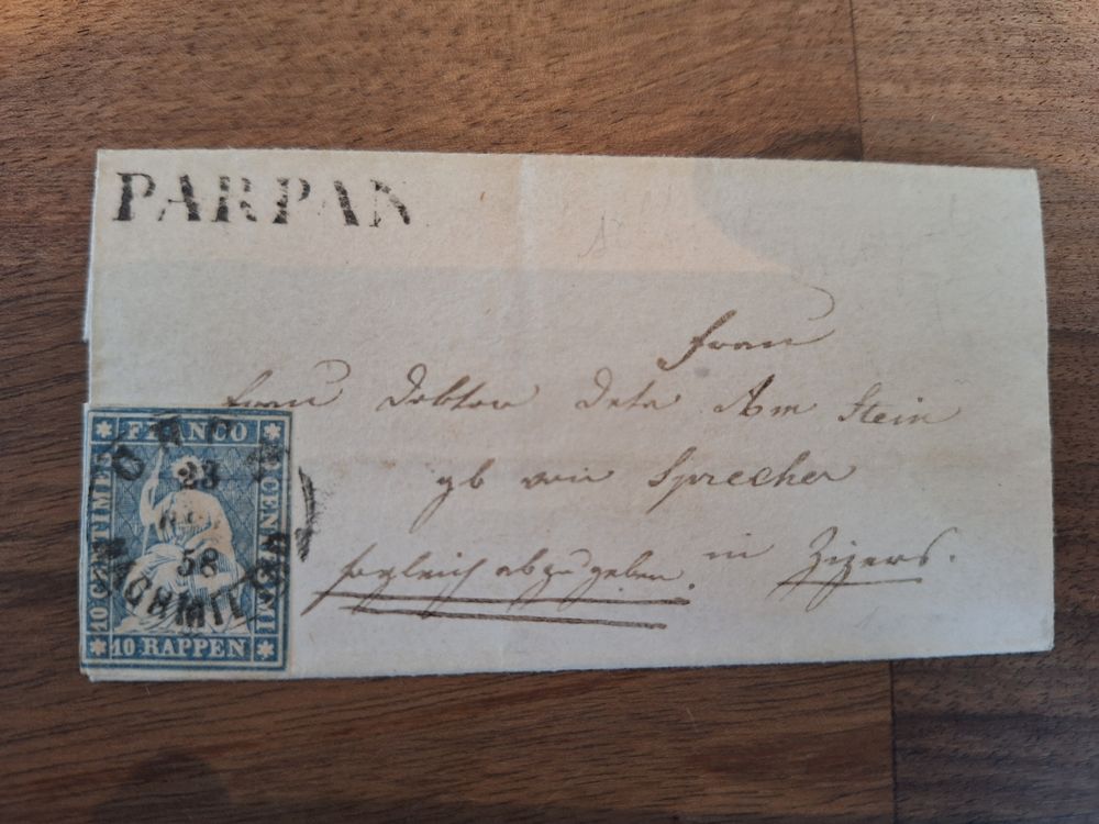 Strubelbrief 23C.d PARPAN mit Attest Kat. 110.- (Gebraucht) in Balgach ...