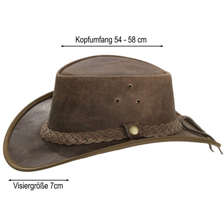 BLACK FOREST FOX TEXAS Cowboy Leder Hut Vintage Brown Gr. XL (Neu und ...