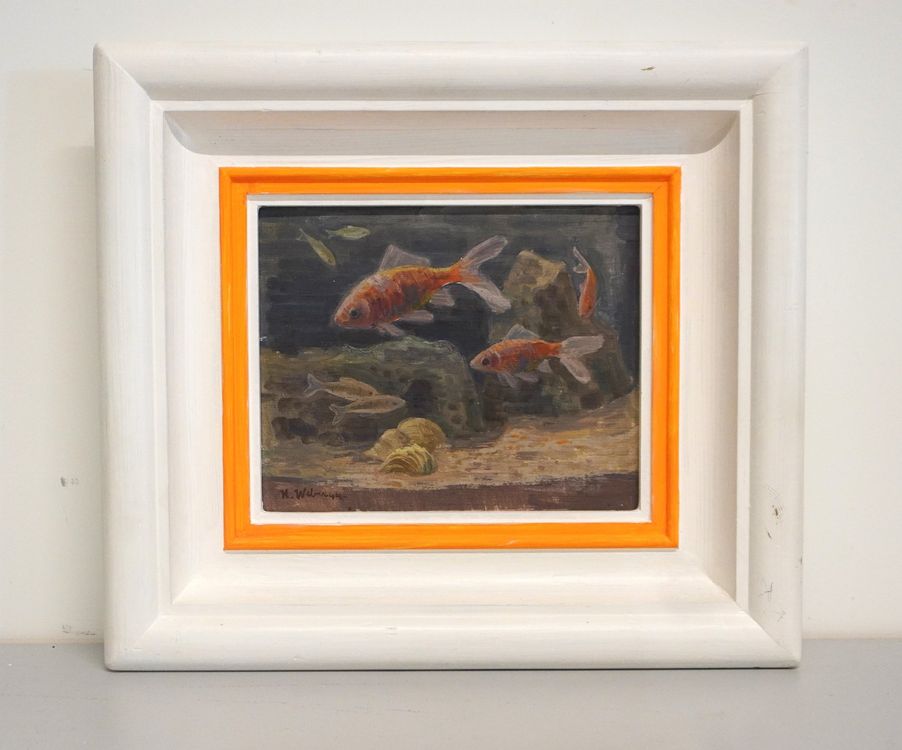 Ölgemälde "Goldfische" signiert M. Wellmann gerahmt (S054) (Gebraucht) in Basel für CHF 111 ...