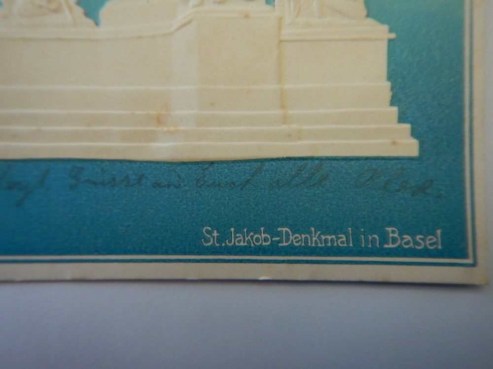 Relief Postkarte mit St. Jakob-Denkmal in Basel 1907 | Kaufen auf Ricardo