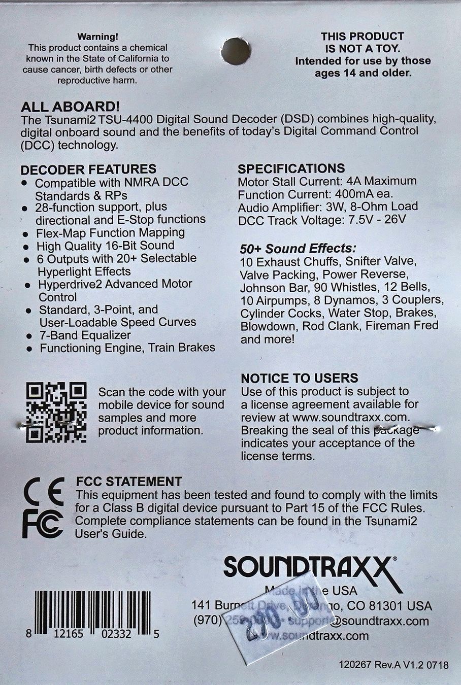 Tsunami-2 DCC Sound Decoder 884009 Steam - 4 Amp. Spur-O etc (Neu und originalverpackt) in ...