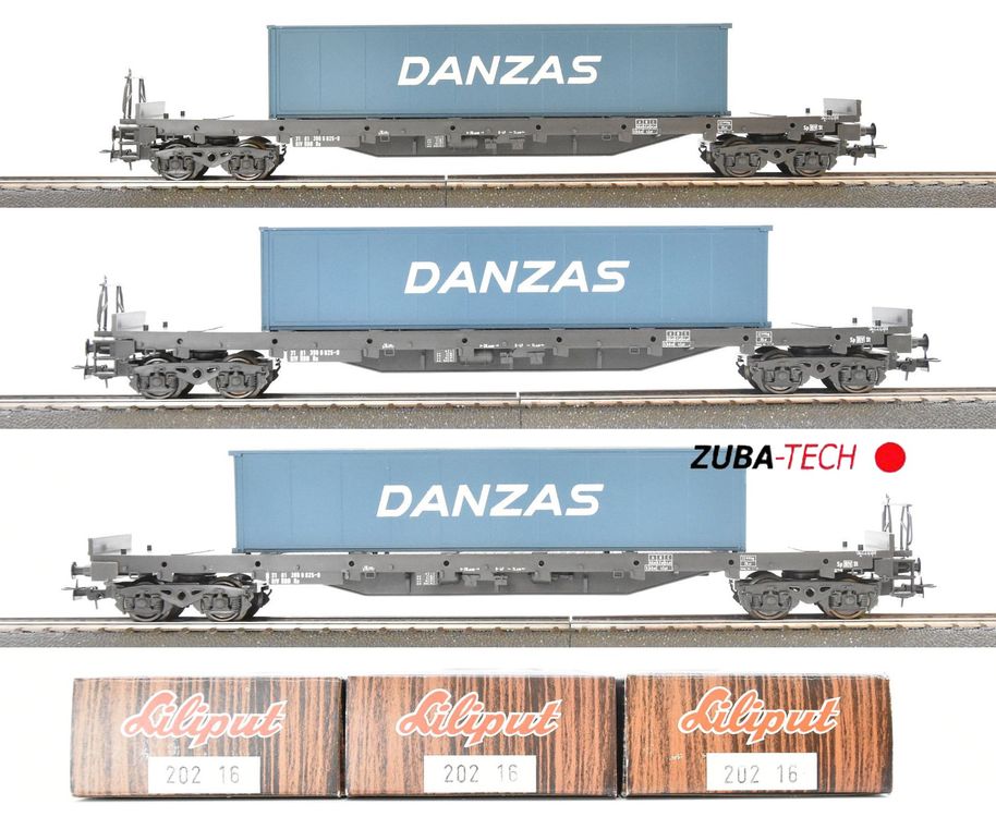 3x Liliput 20216 Containerwagen Danzas ÖBB H0 GS mit OVP (Gebraucht) in ...