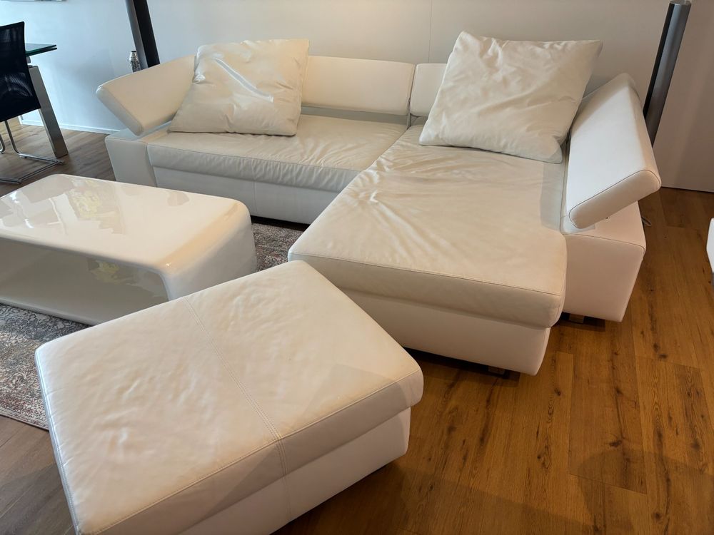 Weisses Sofa mit Hocker, Leder! Marke: E.Schillig (Gebraucht) in ...