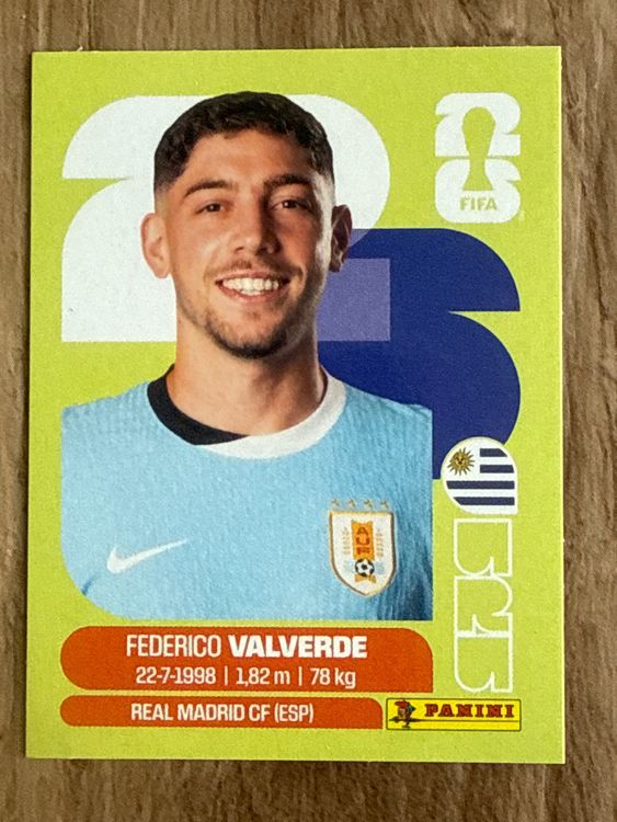 Panini Sticker FIFA WM 2023 Federico Valverde - URU 10 (Gebraucht) in ...