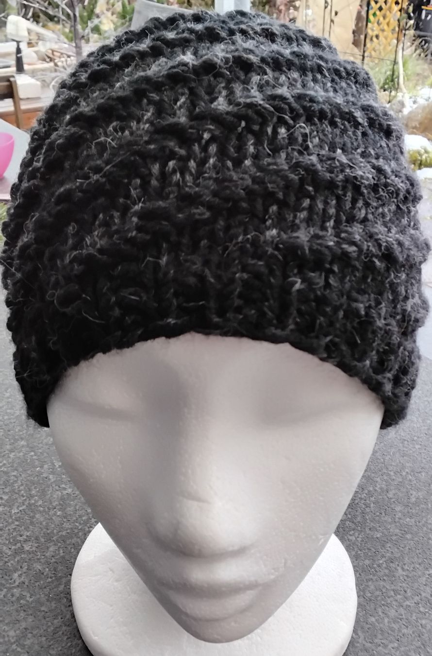 Mütze NEU schwarz/grau Merino/Alpaca 52-56 cm (Neu (gemäss Beschreibung ...