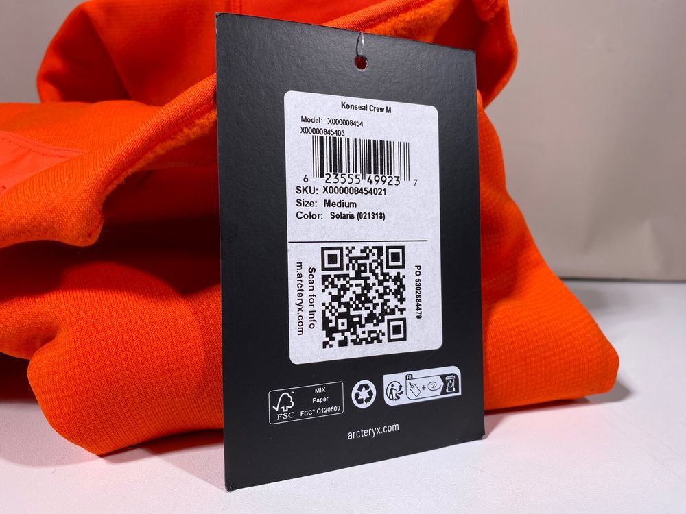 🔴 ARCITERYX Konseal Crew Gr. M Solaris /940Z (Neu und originalverpackt ...