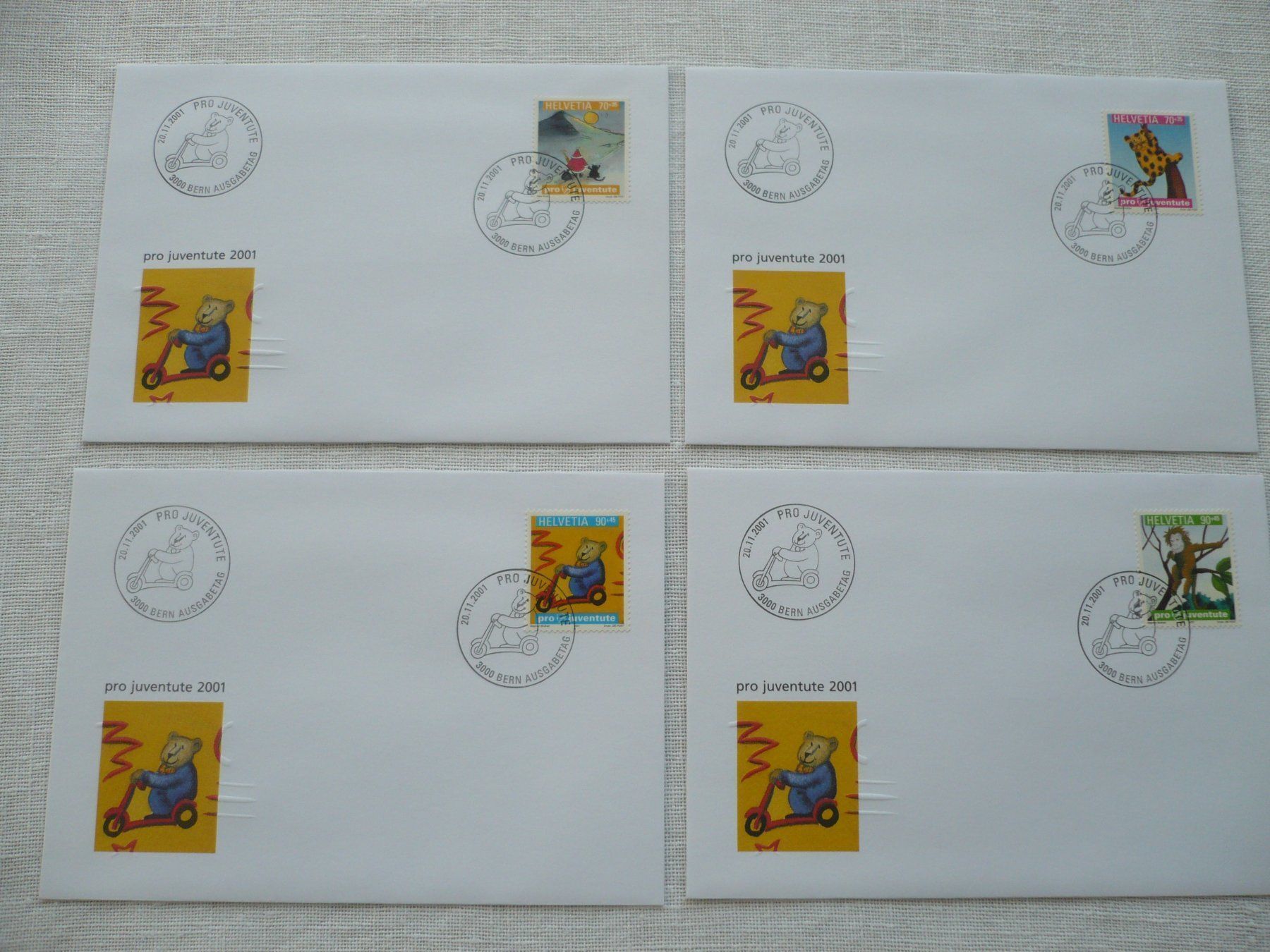 Pro Juventute 2001 4 FDC Einzelmarken SBK J360 - J363 (Gebraucht) in ...
