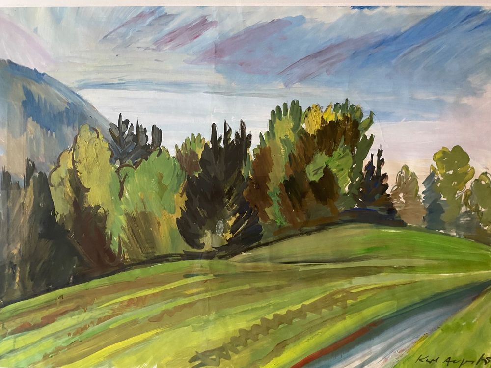 Grosses Aquarell/Gouache Wald-Berglandschaft, Karl Aegerter (Gebraucht) in Rünenberg für CHF 450 ...