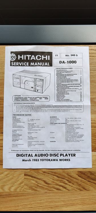 Vintage HITACHI DA-1000 CD-Player (Gebraucht) in Dürnten für CHF 390 ...