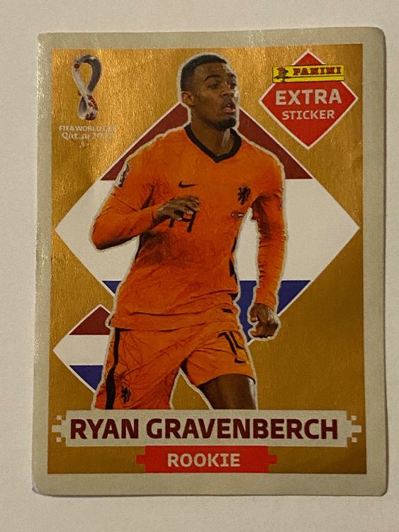 Panini WM 2022 Extra Sticker Ryan Gravenberch Rookie Gold (Neu (gemäss Beschreibung)) in Gunzwil ...