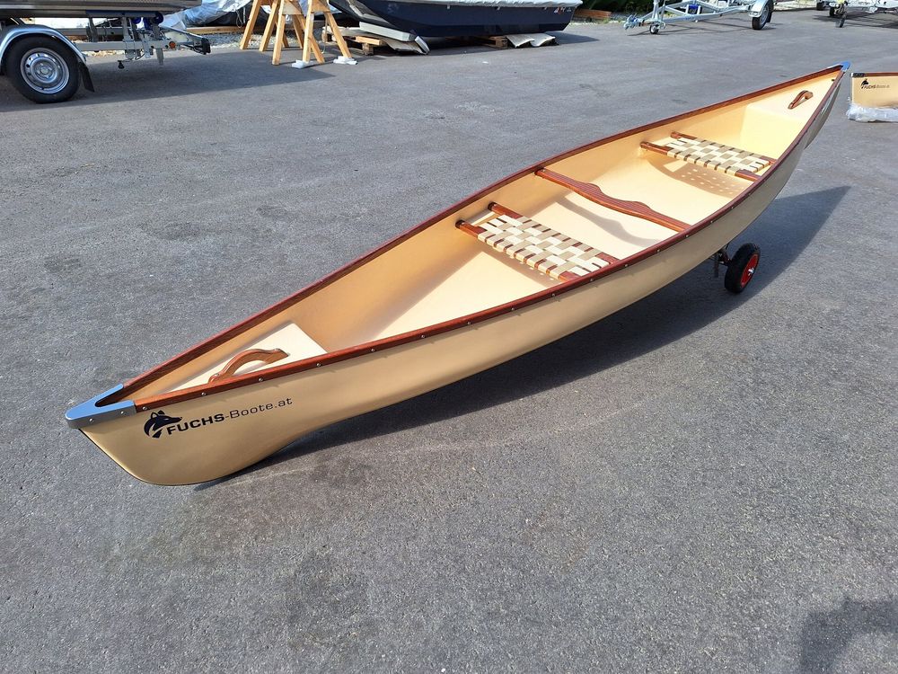 430 Open Kanu 2 Sitzer GFK Kanu mit Mahagoni Holz Süllrand (Neu und ...