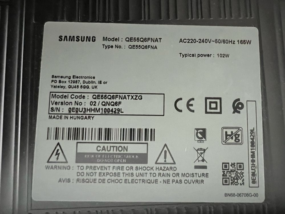 Samsung 55 zoll QE55Q6FNAT TV / Fernseher Defekt (Defekt) in ...