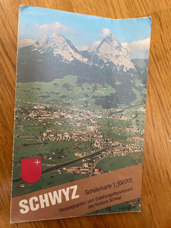 Landkarte Kanton Schwyz, Schülerkarte Ausgabe 1991 | Kaufen auf Ricardo