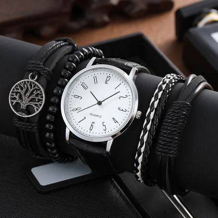 Männer Quarz Uhr mit Lederarmband und 4 Armbänder Neu/OVP | Kaufen auf ...