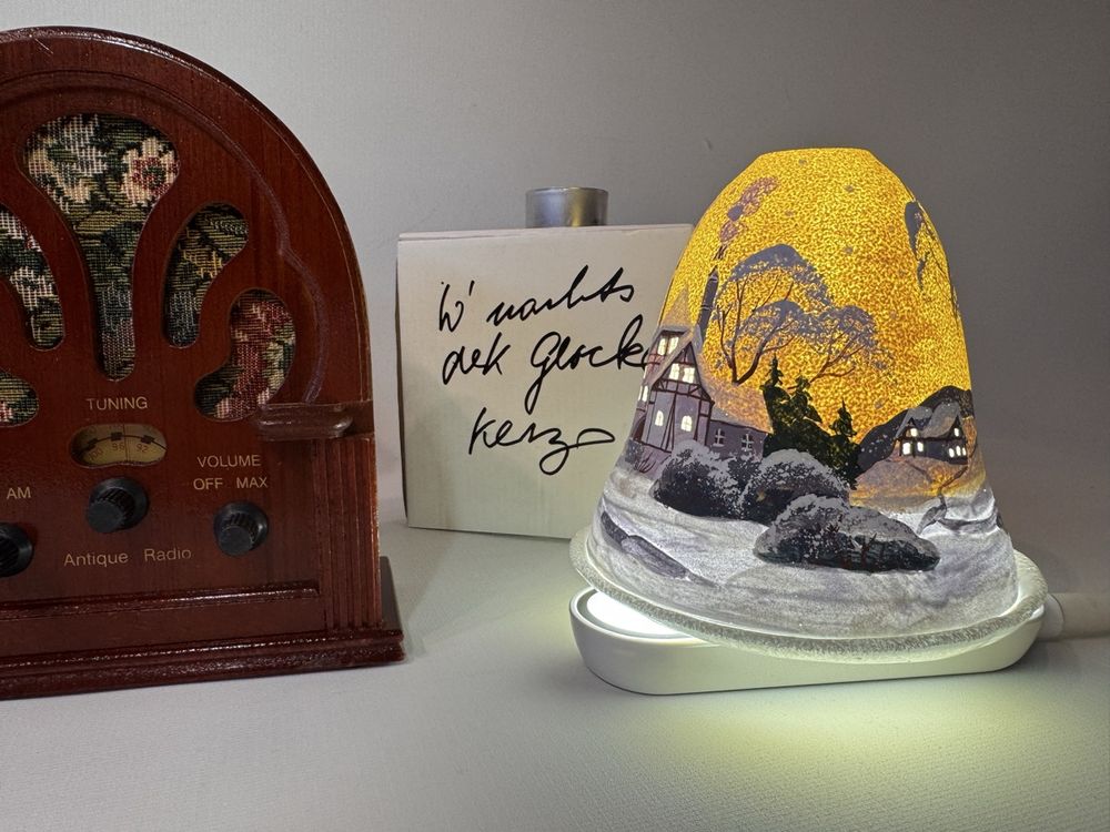 Deko-Set: Handbemalte Glaskuppel + Radio + Blue Star (Neu (gemäss ...