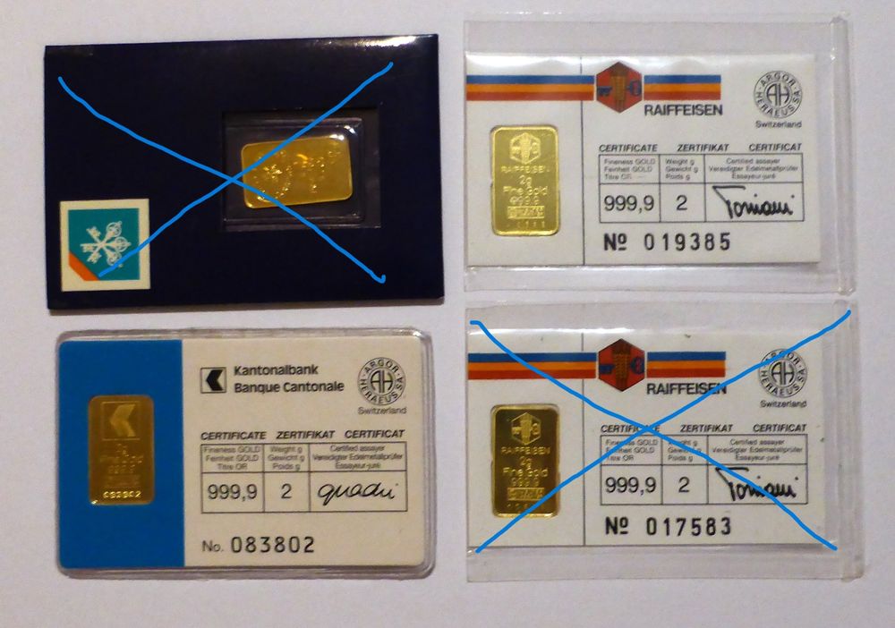 1x 2g FINE GOLD - aus 2x diversen - wählen sie ! (Neu und ...