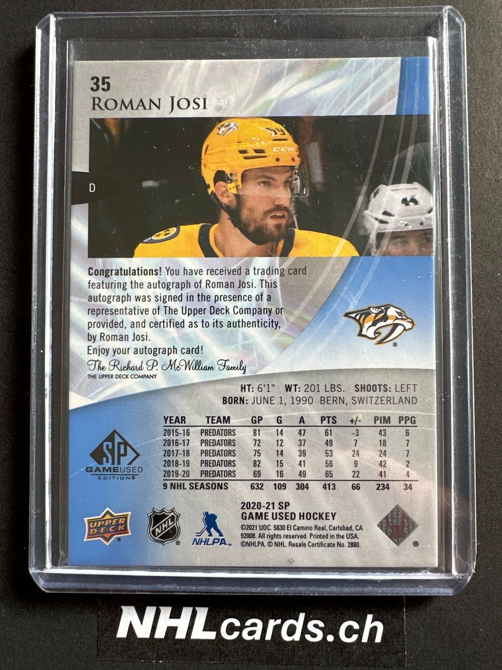 Roman Josi NHL SP Game Used Auto Card (Gebraucht) in Belp für CHF 20 ...