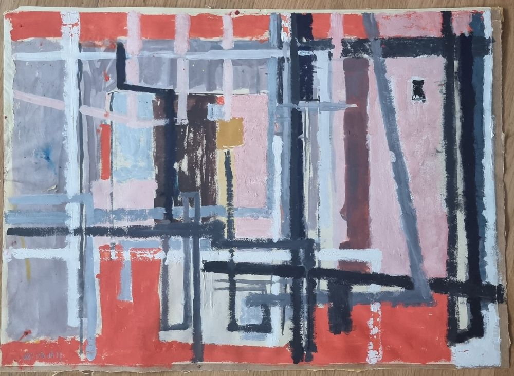 50 er Jahre Abstrakte Mischtechnik Unleserlich Signiert | Kaufen auf Ricardo