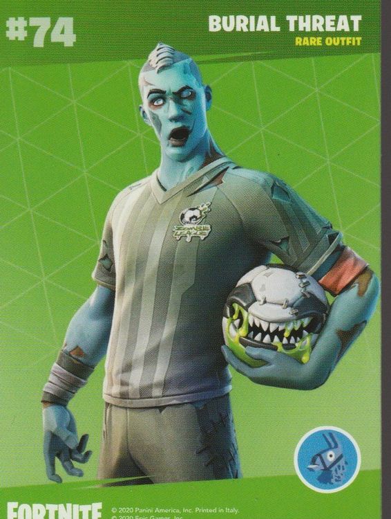 FORTNITE TRADING CARD serie 2 # 74 BURIAL THREAT Rare outfit (Neu ...