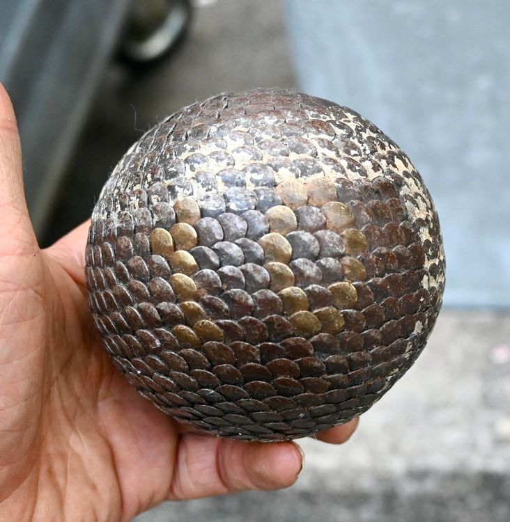 Antik genagelte PETANQUE / BOULE Kugel Nr 10 "Gold“ (Gebraucht) in ...