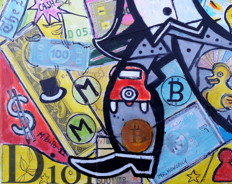 Gemälde Pop Art Monopoly-Man Künstler: Manuela Reitz (Neu und ...
