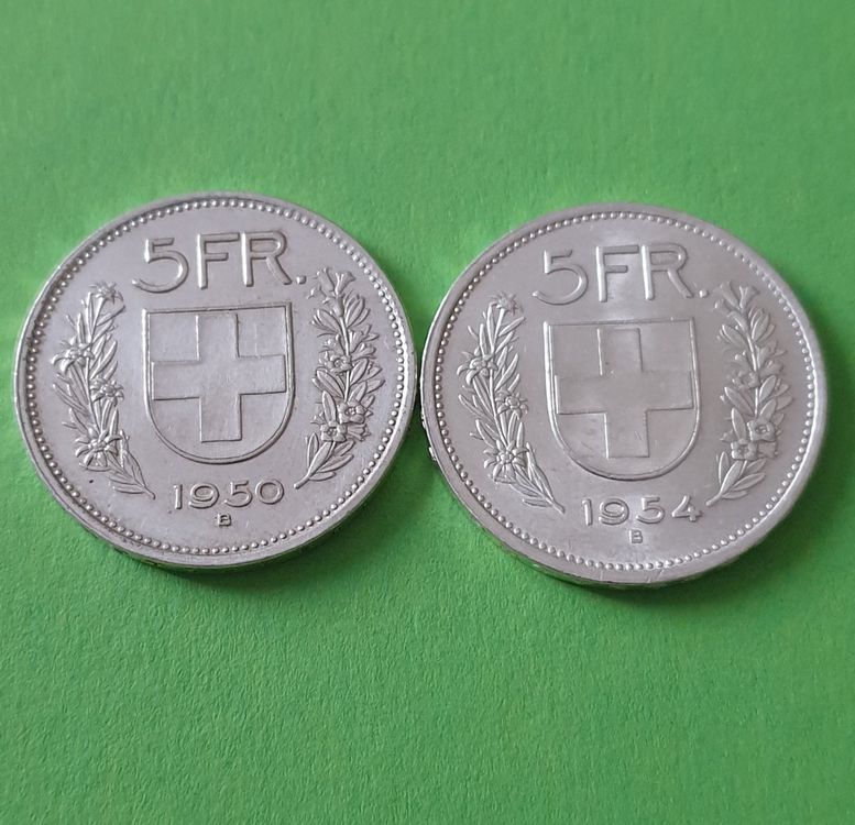 2 X 5 FRANKEN 1950 UND 1954 FAST UNZIRKULIERT | Kaufen auf Ricardo