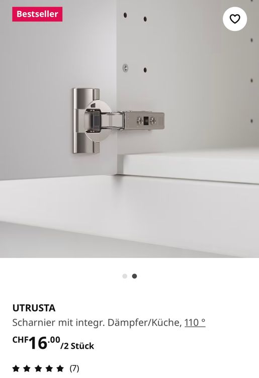 Ikea Utrusta 110 Schrank Scharnier Dämpfer 6 Stück 3 Pakete (Neu und originalverpackt) in ...